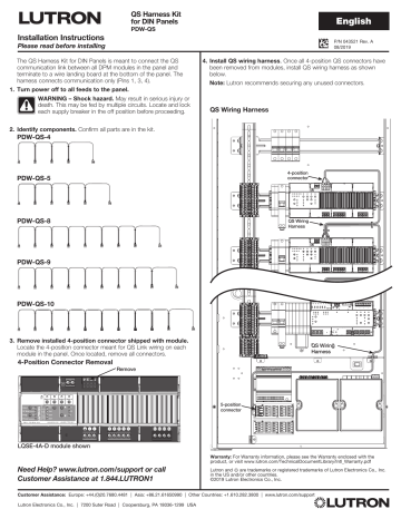 Lutron Electronics PDW-QS Series Installationsanleitung | Manualzz