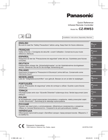 Panasonic CZRWS3 Operating instructions | Manualzz
