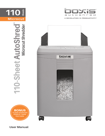 Boxis AutoShred 110-Sheet Microcut Shredder User Manual | Manualzz