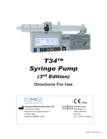 CME T34 Syringe Pump 3rd Edition User Manual | Manualzz