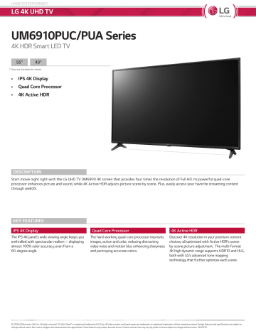 LG UM6910PUC/PUA Series 4K HDR Smart LED TV Specification | Manualzz