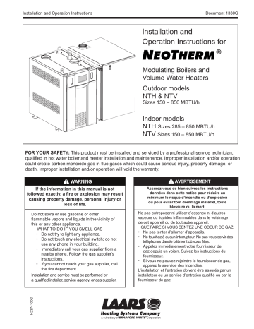 NeoTherm Modulating Boilers and Volume Water Heaters User Manual | Manualzz