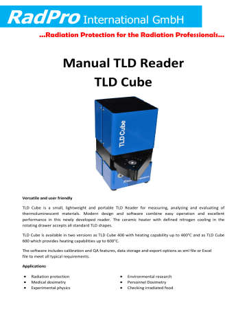 RadPro TLD Cube Portable TLD Reader Specification | Manualzz