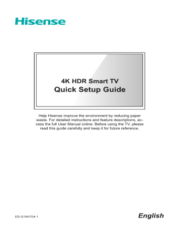 Hisense 43H78G 4K HDR Smart TV User Manual | Manualzz