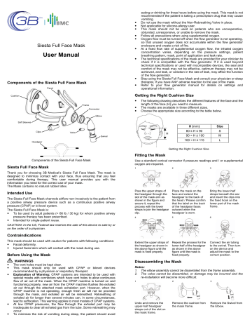 3B Medical Siesta Full Face Mask User Manual | Manualzz