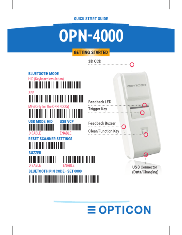 OPTICON OPN-4000 Quick Start Guide | Manualzz