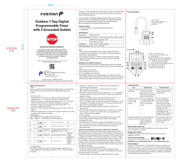 Fosmon Outdoor 7 Day Digital Programmable Timer User Manual | Manualzz
