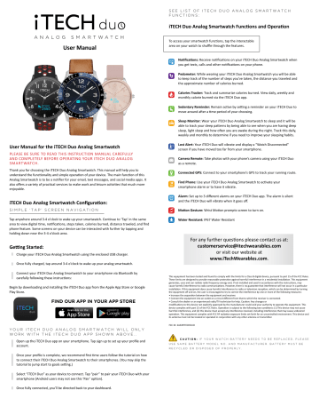 iTech duo Analog Smartwatch User Manual | Manualzz