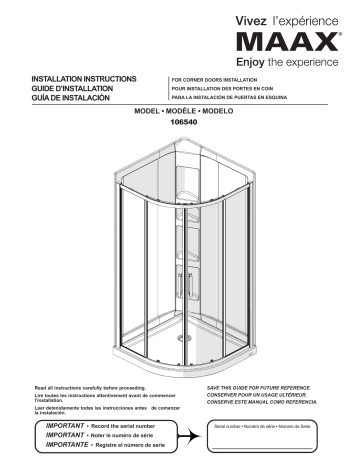 Maax 106540-900-084-000 Sakura Shower kit Installation Guide | Manualzz