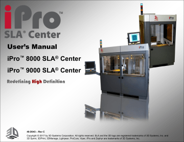 3D Systems iPro 8000 SLA Center User Manual | Manualzz
