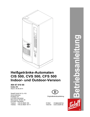 Sielaff Sielissimo CVS 500 Bedienungsanleitung | Manualzz