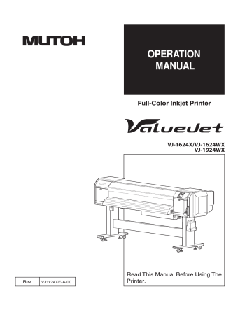 Dryer menu (VJ-1624X only). MUTOH ValueJet VJ-1624WX, ValueJet VJ-1624X ...
