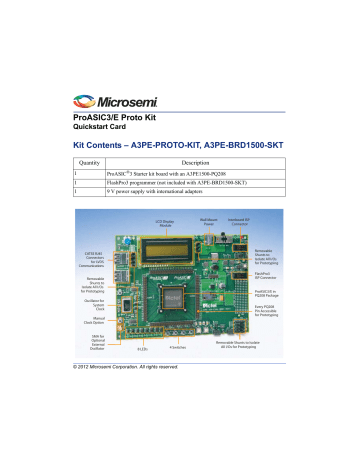 Microsemi ProASIC3/E Proto Kit Quick Start Card | Manualzz