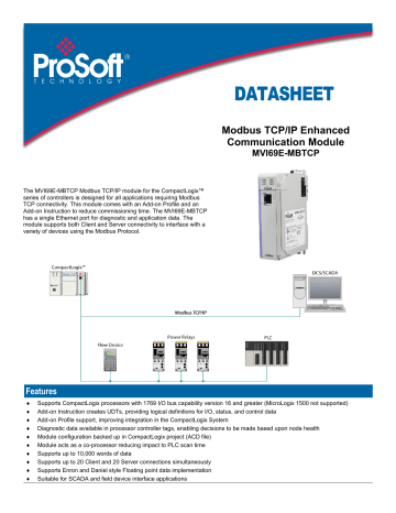 ProSoft Technology MVI69E-MBTCP ProductsModbus TCP/IP Enhanced ...