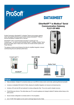 ProSoft Technology PLX31-EIP-MBS - Data Sheet, User manual