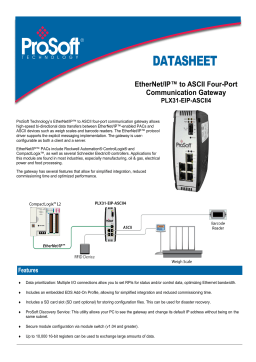 ProSoft Technology PLX31-EIP-ASCII4 - Data Sheet, User manual