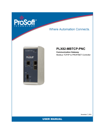 ProSoft Technology PLX82-MBTCP-PNC ProductsModbus® TCP/IP to PROFINET Controller Gateway User ...
