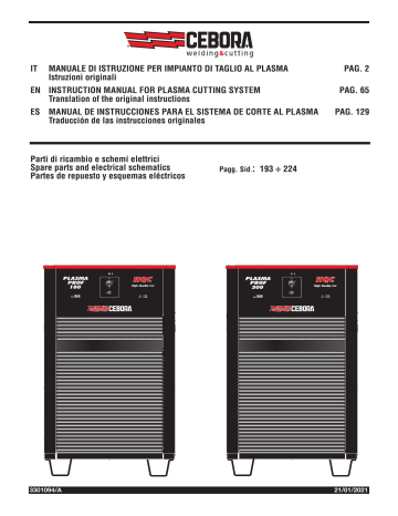 Cebora PLASMA PROF 300 HQC Instruction manual | Manualzz