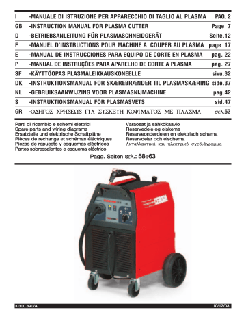 Cebora 961 Plasma Prof 37 C Instruction manual | Manualzz