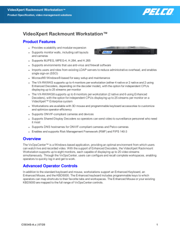 Pelco VideoXpert Rackmount Workstation Specification Sheet | Manualzz