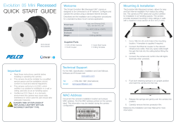 Pelco Evolution 05 Mini Recessed - Quick start Guide, Specification ...