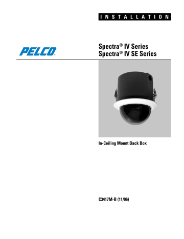 Pelco Spectra IV In Ceilings Back Box Operations Manual | Manualzz