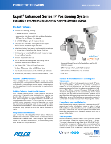 Pelco Esprit Enhanced PTZ Sery Specification Sheet | Manualzz