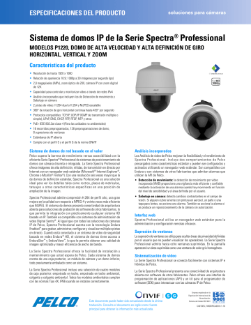 Pelco Spectra Pro Series IP Dome System Especificación | Manualzz