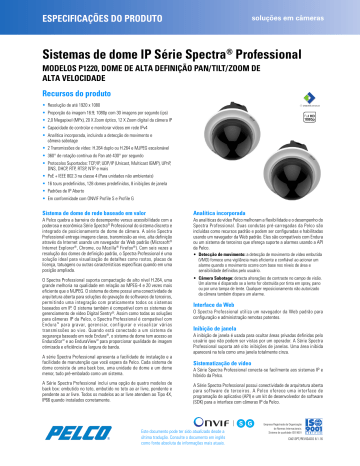 Pelco Spectra Pro Series IP Dome System Especificação | Manualzz
