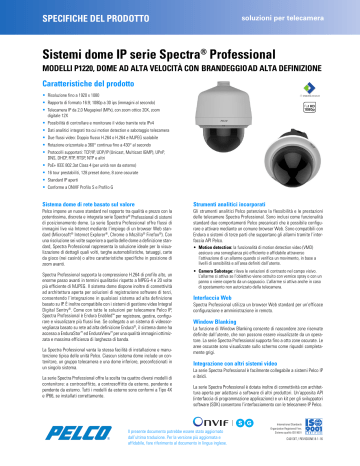 Pelco Spectra Pro Series IP Dome System specificazione | Manualzz