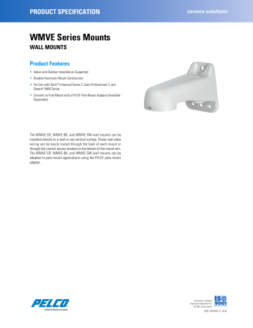 Pelco WMVE Series Mount Specification Sheet | Manualzz