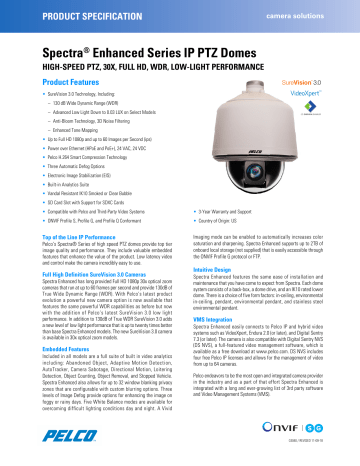 Pelco Spectra Enhanced Sery Specification Sheet | Manualzz