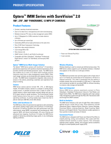 Pelco Optera Sery Specification Sheet | Manualzz