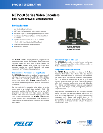 Pelco NET5500 Series Video Encoder Specification Sheet | Manualzz