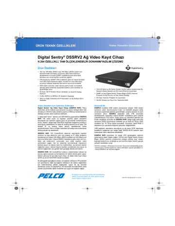 Pelco Digital Sentry DSSRV2 Network Video Recorder Şartname | Manualzz