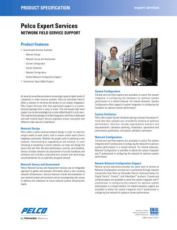 Pelco Network Field Specification Sheet | Manualzz