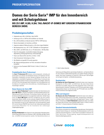 Pelco Sarix Pro 3 Dome Spezifikation | Manualzz