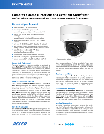 Pelco Sarix Pro 3 Dome spécification | Manualzz