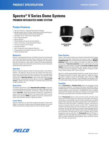 Pelco Spectra V Sery Specification Sheet | Manualzz