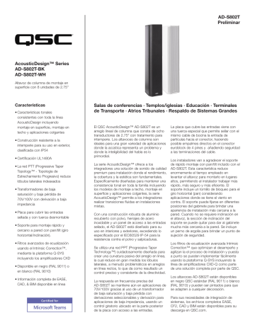 QSC AD-S802T Especificación | Manualzz