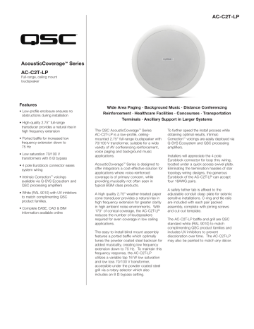 QSC AC-C2T-LP Spec Sheet | Manualzz