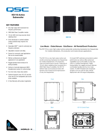 QSC KS118 Spec Sheet | Manualzz