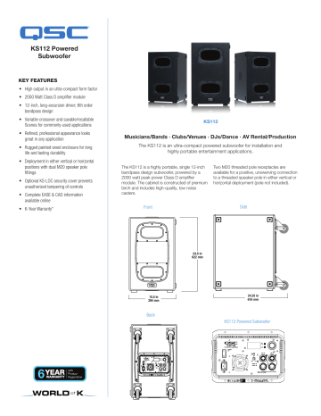 QSC KS112 Spec Sheet | Manualzz
