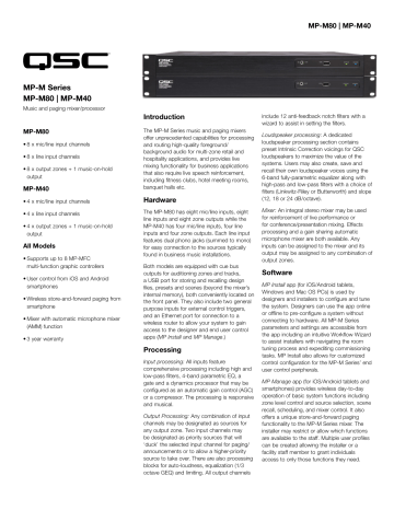 QSC MP-M80 Spec Sheet | Manualzz
