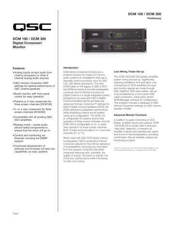 QSC DCM-300 Spec Sheet | Manualzz
