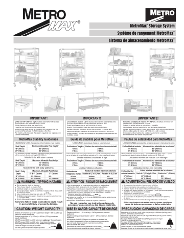 Metro L01-383 METROMAX STORAGE SYSTEM Mode d'emploi | Manualzz