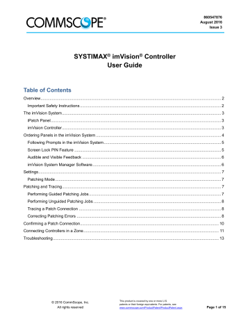 CommScope SYSTIMAX imVision User Manual | Manualzz