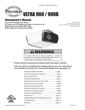 Precision ULTRA 900, ULTRA 900B Homeowner's Manual | Manualzz