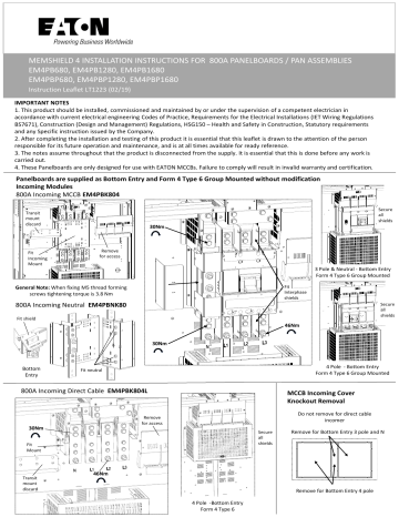 Eaton MEMSHIELD 4 Installation Instructions Manual | Manualzz