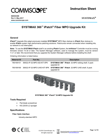 CommScope SYSTIMAX 360 iPatch 360G2-iP-32-MPO-SD-KIT-5PK Instruction ...